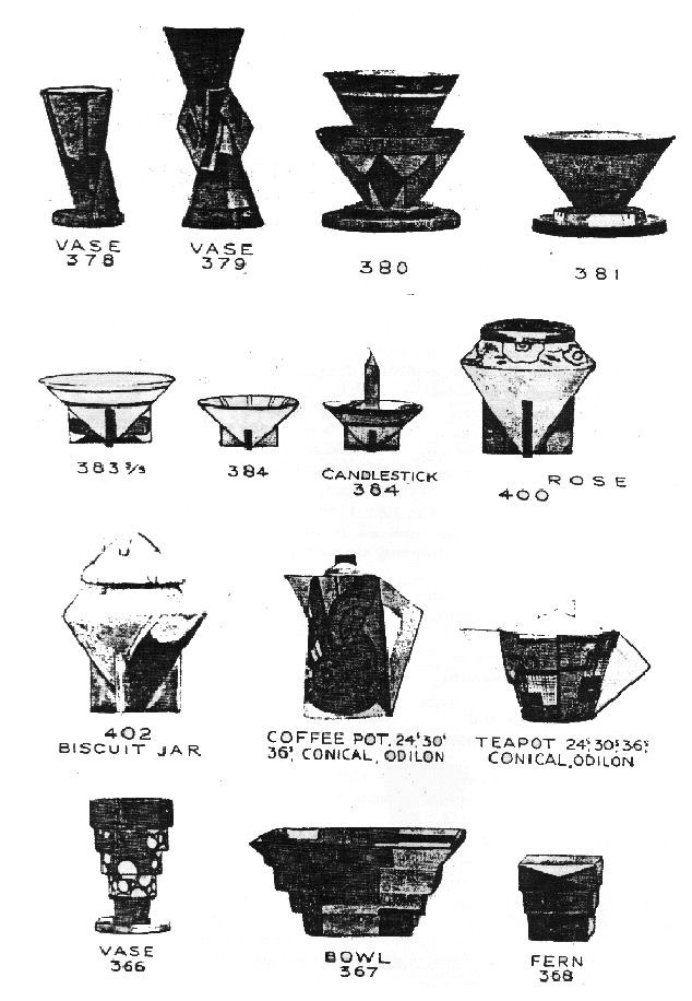 Clarice Cliff Pottery Shapes from the 1920s to the 1960s